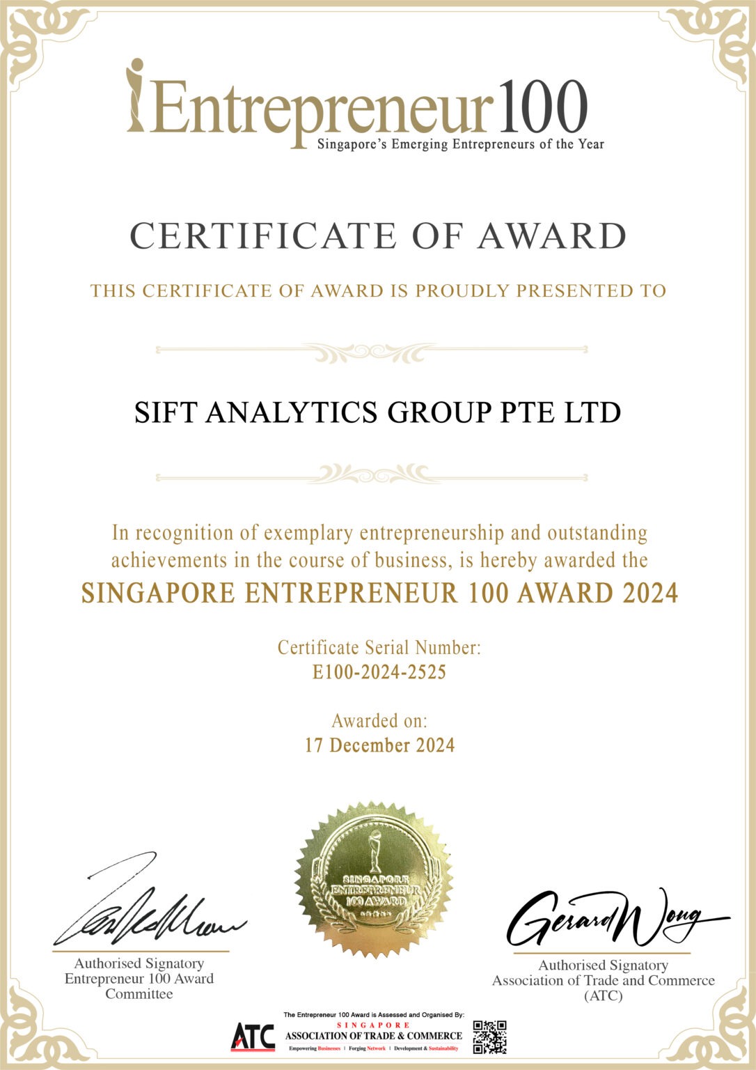 SIFT Analytics Group Wins the Entrepreneur 100 Award 2024 - SIFT ...